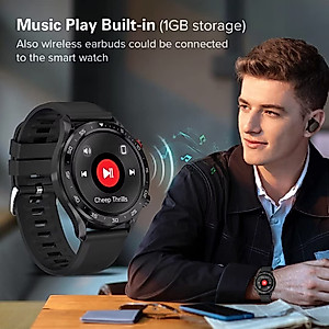 BRIBEJAT BT2 Pro Smart Watch for Men Compatible with Samsung iPhone Android Phones (Dial/Answer Call) Built-in Music Player, Voice Assistant, Real-time Heart Rate & Sleep Monitor, Black