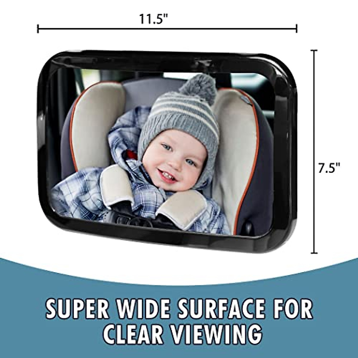 CARTMAN Baby Car Mirror, Safety Car Seat Mirror for Rear Facing Infant with Wide Crystal Clear View, Shatterproof, Fully Assembled, Crash Tested and Certified