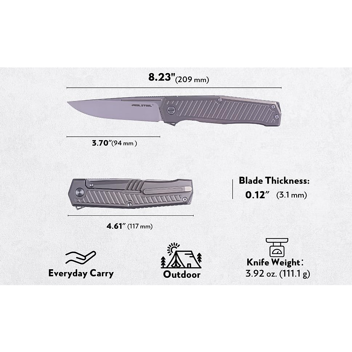 Real Steel Rokot Premium Pocket Knife - S35VN Blade & TC-4 Handle-Perfect for Everyday Tasks - Titanium