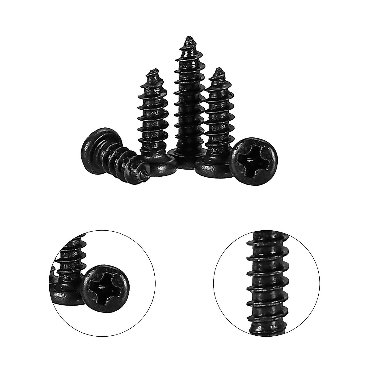 HanTof 750Pcs Small/Micro/Tiny/Mini Self-Tapping Screws,M1.7 M2 M2.3 M2.6 M3 Phillips Pan Head Screws for Laptop Computer Repair,Cross Recessed Wood Screws,DIY Electronic Screws,Carbon Steel (Black)