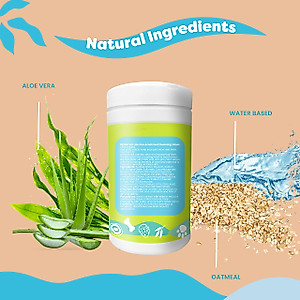 MOKAI Aloe & Oatmeal Grooming Wipes for Dogs and Cats | Pet Cleansing Wipes Used to Remove Dirt Dander Odor and Excess Hair from The Skin and Coat with Soothing Benefits for Sensitive Skin (60 Wipes)