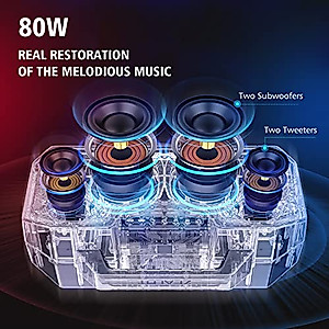 ZEALOT Bluetooth Speakers, 80W Speakers Bluetooth Wireless with Dual Paring,IPX7 Waterproof Speaker with 14,400MAh Big Battery,50H Playtime,Stereo,Party, Beach Portable Speaker,Black