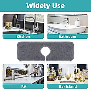 Kitchen Sink Splash Guard: PoYang Sink Faucet Mat, Faucet Mat for Kitchen Sink, Kitchen Faucet Absorbent Mat for Sink, Splash Guard Behind Faucet, Machine Washable (2 Pack, 17.7''x4.7'')