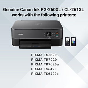 Canon PG-260 XL / CL-261 XL Value Pack, Compatible to TR7020, TS6420, and TS5320 Printers, Multi, Once Size (3706C005)