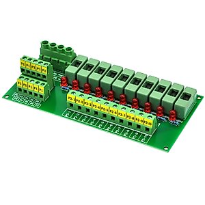 Electronics-Salon Panel Mount 10 Position Power Distribution Fuse Module Board, for AC/DC 5~48V