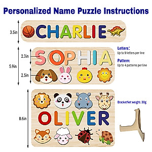 OELTTG Name Puzzle for Kids Personalized, Easter Basket Stuffers, 1st Birthday Gifts,Custom Baby Easter Gifts, Toddler Wooden Puzzles, Early Learning Toys for Baby Boy or Baby Girl