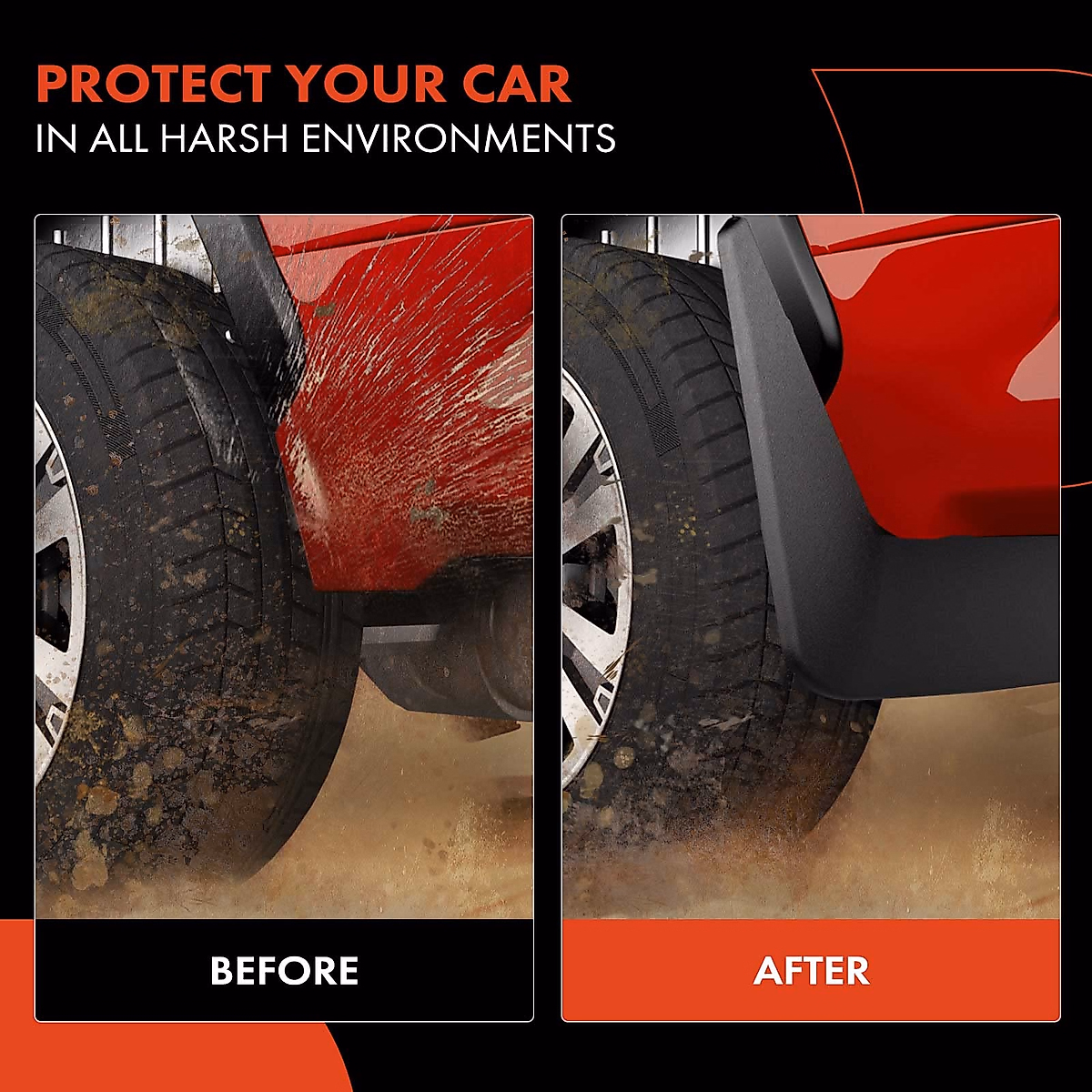 A-Premium Set of 4PCS Mud Flaps Splash Guards Mudguards Mudflaps with Hardware Kits Accessory Compatible with Ford Fusion, 2013-2018, Sedan, Black Color, Front LH RH and Rear LH RH