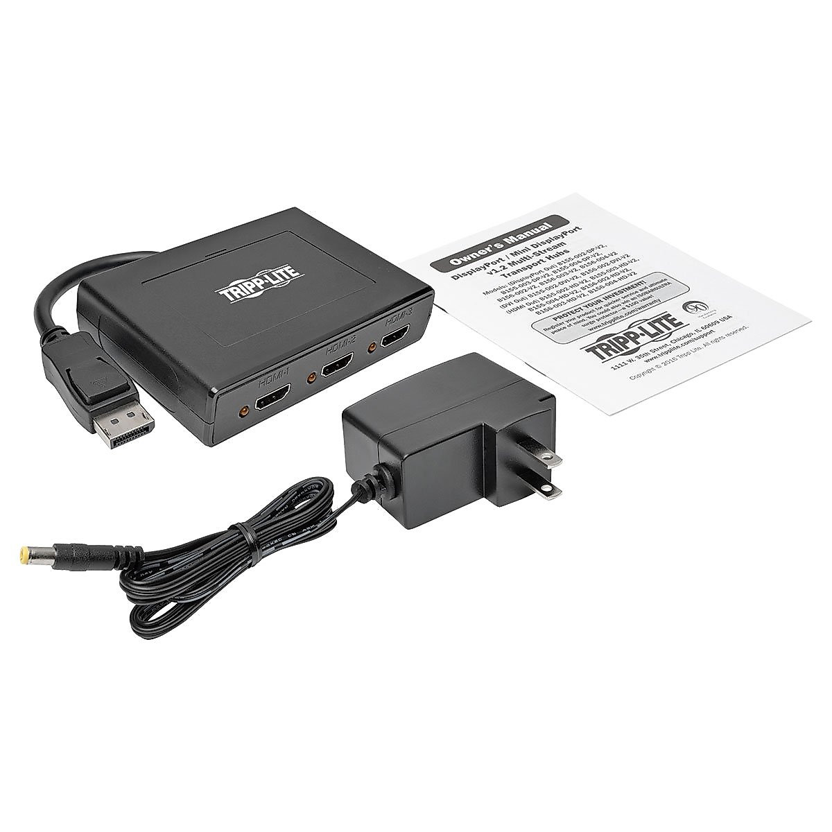 TRIPP LITE 3-Port DisplayPort to HDMI Multi Stream Transport Hub MST, DP 1.2, DP to HDMI, 3840x2160 4K X 2K @ 60Hz (B156-003-HD-V2)
