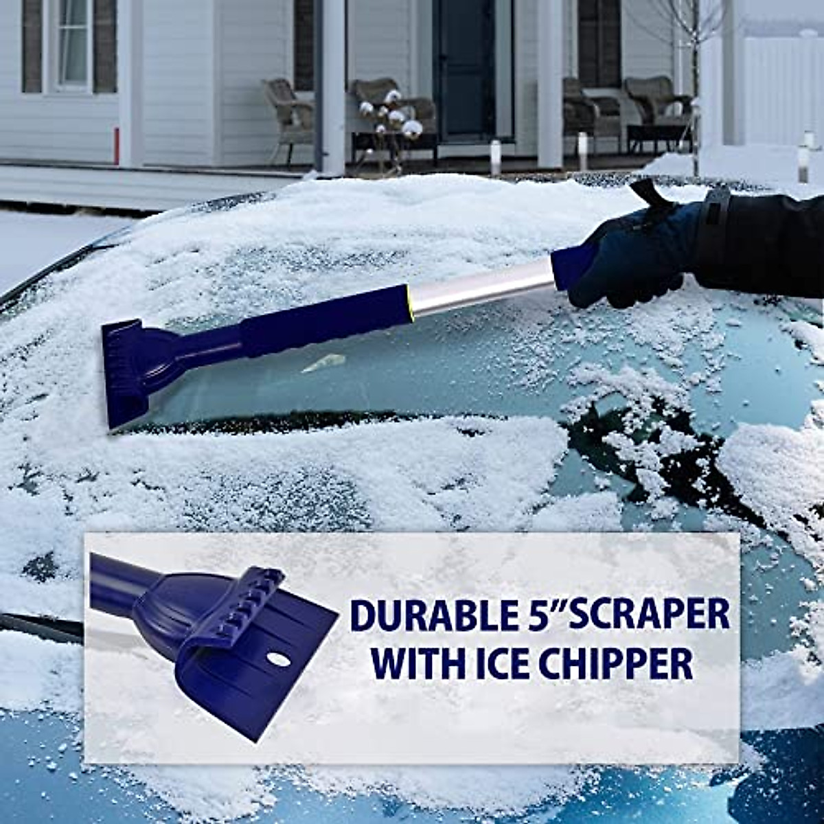 Koolatron Michelin Ultra Duty Extendable 43-63" Snow Brush for Trucks XL Swivel Head, Squeegee, Ice Scraper, Ergonomic, Scratch Free Auto Window Snowbrush, Windshield Broom for Car, SUV