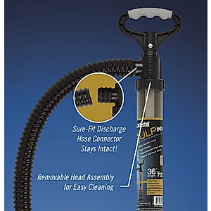 Underhill Siphon Suction Water Pump with Hand Manual Plunger 36" Length with 72" Outlet Hose, For Irrigation, Sprinkler, Fluid Transfer, Super High Capacity Water Removal, Big Gulp Pro, A-G3672CK