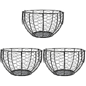 Cabilock 3pcs Egg Basket Round Storage Basket Vegetable Container Dessert Containers Fruit Vegetable Storage Basket Eggs Counter Decor Fruit Storage Container Steel Wire Wrought Iron Food