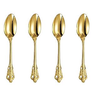 KEAWELL Luxury 6.3" Teaspoons, 18/10 Stainless Steel, Gorgeous Small Spoons, Stirring, Mixing, Sugar, Cake, Dessert Spoons, Mini Antipasto spoons (Gold)