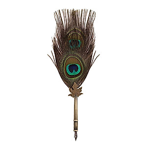 RUIXIA Vintage Feather Dip Pen Antique Calligraphy Handmade Quill Set Writing Ink with 5 Replacement Nibs for Christmas Birthday Wedding Anniversary Halloween Thanksgiving