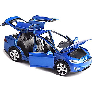 ANTSIR Car Model X 1:32 Scale Alloy diecast Pull Back Electronic Toys with Lights and Music,Mini Vehicles Toys for Kids Gift (Blue)