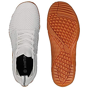 WHITIN Women's Low Zero Drop Shoes Minimalist Barefoot Trail Running Camping Size 7.5-8 Wide Toe Box Lady Fitness Lightweight Sneaker White/Gum 38
