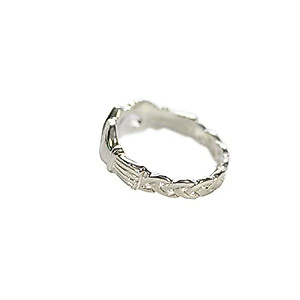 Biddy Murphy, Irish Claddagh Ring for Women 925 Sterling Silver with Braided Band, Traditional Friendship Ring, Love, Marriage, Engagement, Celtic Jewelry from Ireland, Size 8