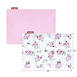 Toddler Pillow Case 2 Pack, Travel Pillow Case Purple Flower for Girls, Envelope Closure Small Pillow Cases 14''x20'', 100% Soft Microfiber, Machine Washable Travel Pillow Case Cover