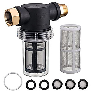 JOEJET Garden Hose Filter, Sediment Filter Attachment for Pressure Washer Inlet Water, Inline Water Filter for Garden Hose with 40 Mesh and 100 Mesh Screen, 2 Pack O-Ring