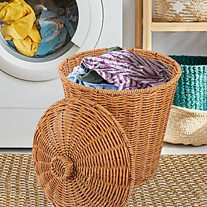 ABOOFAN Wicker Trash Can with Lid Bedroom Bathroom Trash Can Boho Woven Wicker Waste Basket Office Garbage Cans Rattan Storage Basket for Under Desk Dirty Clothes Container Flower Arrangement