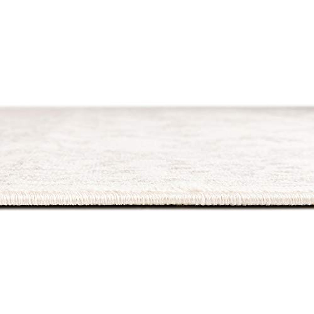 Rugs.com Charlotte Collection Rug – 4 Ft Square Ivory Low-Pile Rug Perfect for Living Rooms, Kitchens, Entryways