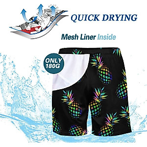 Heucapc Men's Swim Trunks Quick Dry Swimming Trunks Pineapple Swim Trunks with Mesh Lining and Pockets XXL