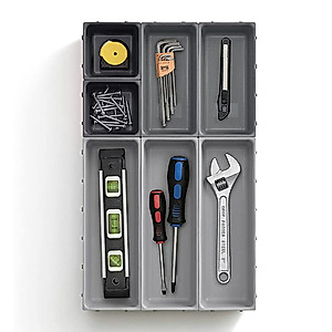 JIEQIJIAJU 7 Slots Silverware Tray for Drawer, Kitchen Drawer Organizer Utensils Holder Flatware Storage Tray Cutlery Organizer in Drawer for Forks and Spoons, Silverware Organizer Tray for Drawer