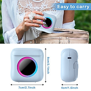 Mini Printer Portable for Smartphone, Wireless Thermal Printer Photo Printer with 7 Rolls of Paper, Inkless Pocket Printer Bluetooth Smart Printer for Picture, Receipt Label, Note, QR Code Printing