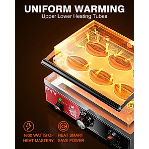 PYY Commercial Waffle Maker - 6pcs Strange Shape Abalone Waffle Iron Machine, Electric Stainless Steel Double Sided Removable Plates, 1600W 122-572℉ Temp Control | Black Non-stick Coating | Crumb Tray