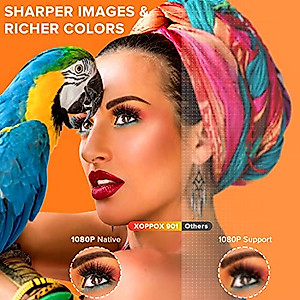 1080P Native WiFi Projector Bluetooth- XOPPOX HD Outdoor Movie Projector with 9000:1 Contrast for Home Cinema, Portable Video Projector Compatible PC/Laptop/Pad/ PS4/ Phones [Come with 100” Screen]