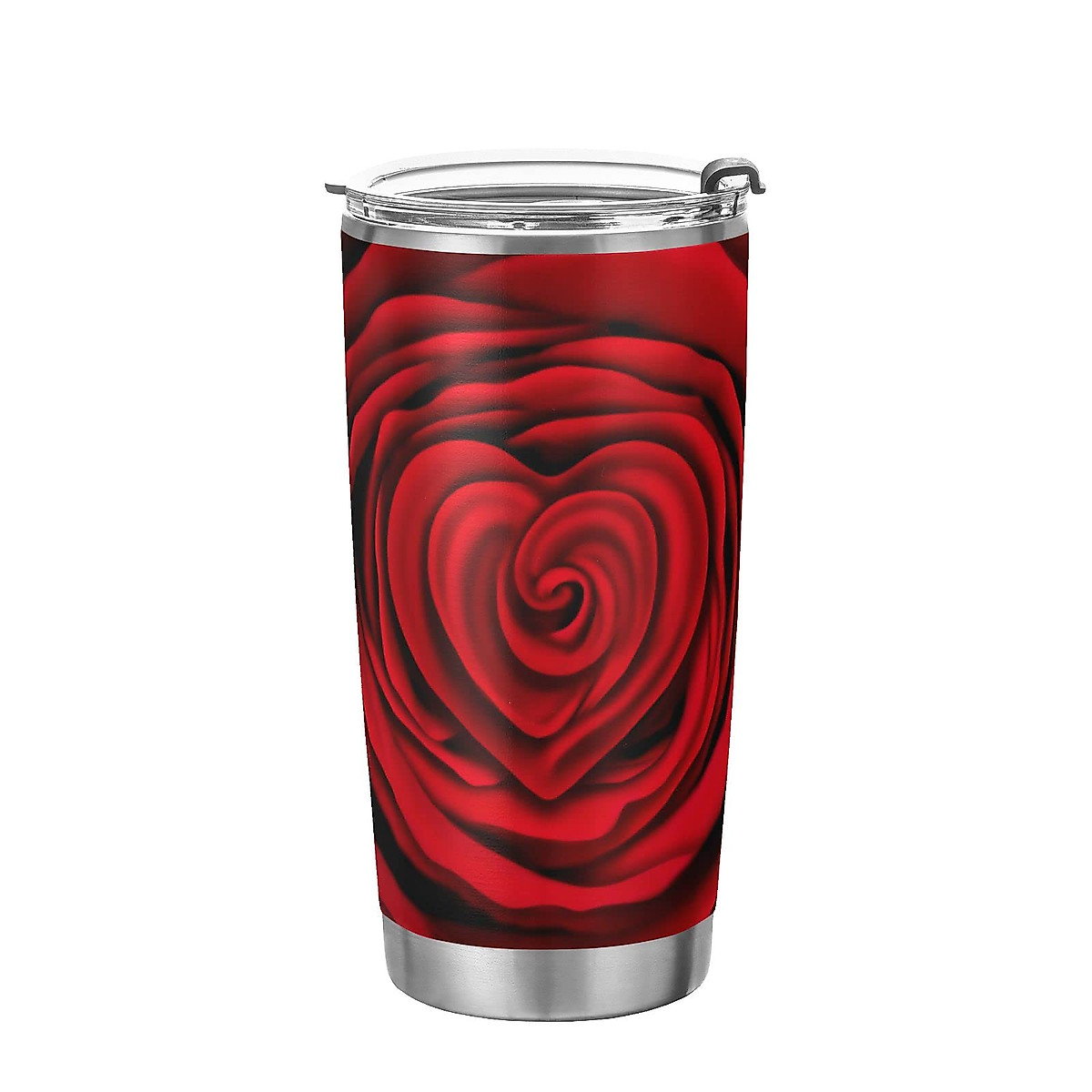 Yasala Valentines Tumbler Heart Shape Rose Red Insulated Coffee Cup Beverage Container Office Travel Mug with Straw and Lid 20oz Holiday Back to School Gift