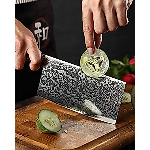 HEZHEN Meat Cleaver Butcher Knife Kitchen Vegetable Cleaver Chinese Chef Cooking Knife 6.8 Inch 67-Layer Damascus Steel Forged Sharp Utility Mincer Knife-Non-Slip Wooden Handle + Gift Box