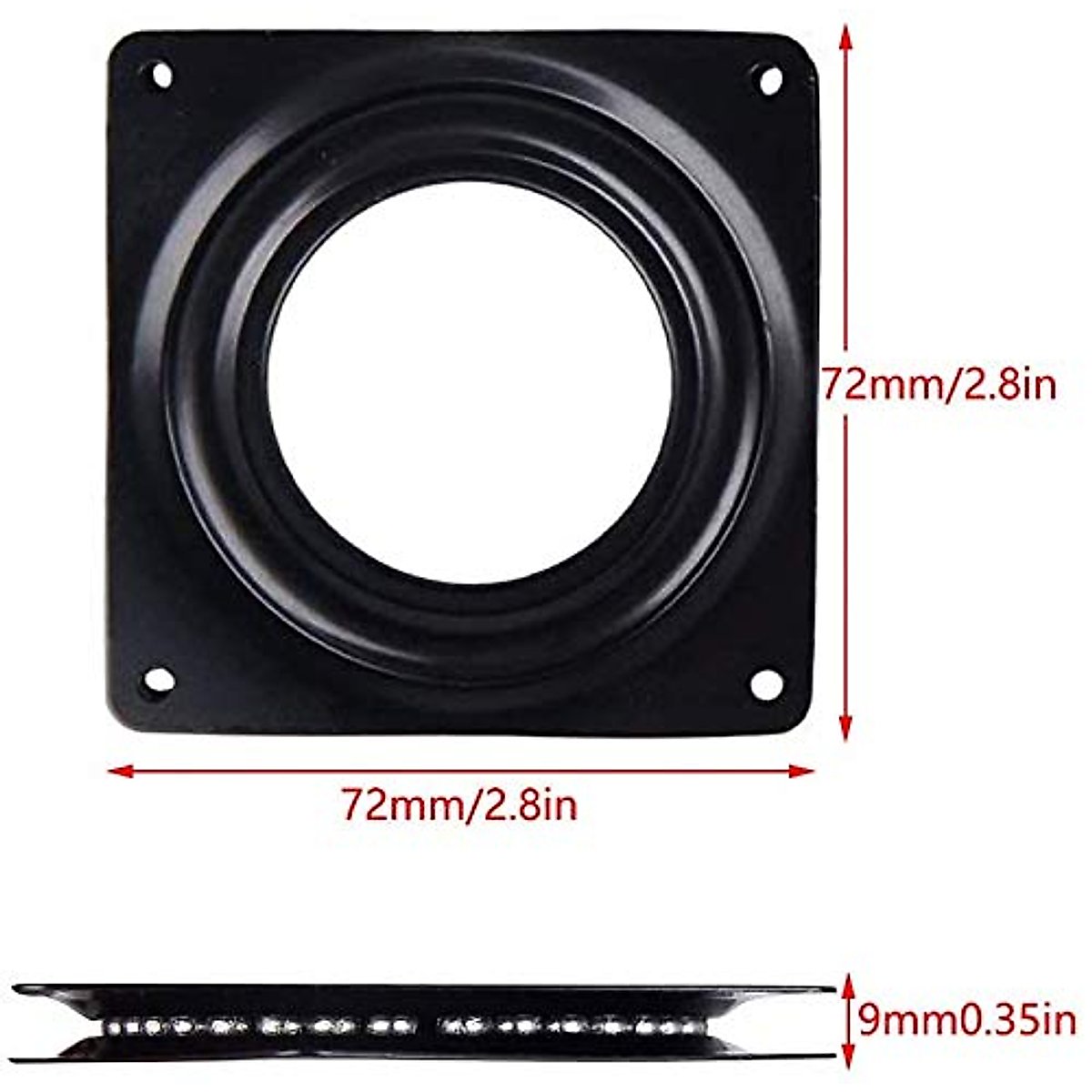 4 Pcs Square Rotating Swivel Plate,Lazy Susan Turntable Bearing with Steel Ball Bearings for Bar Stools,Chairs,Stools - 360 Degrees Black Rotating Tray