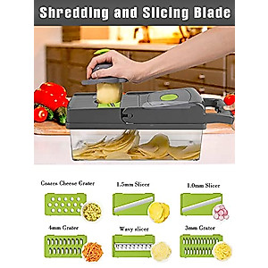 SPLMIFA Vegetable Chopper - Adjustable Vegetable Slicer - Kitchen Gift Gadget Slicer for Salad Potatoes Carrots Garlic with Container Onion Chopper with Container - Professional Food Chopper 12 in 1