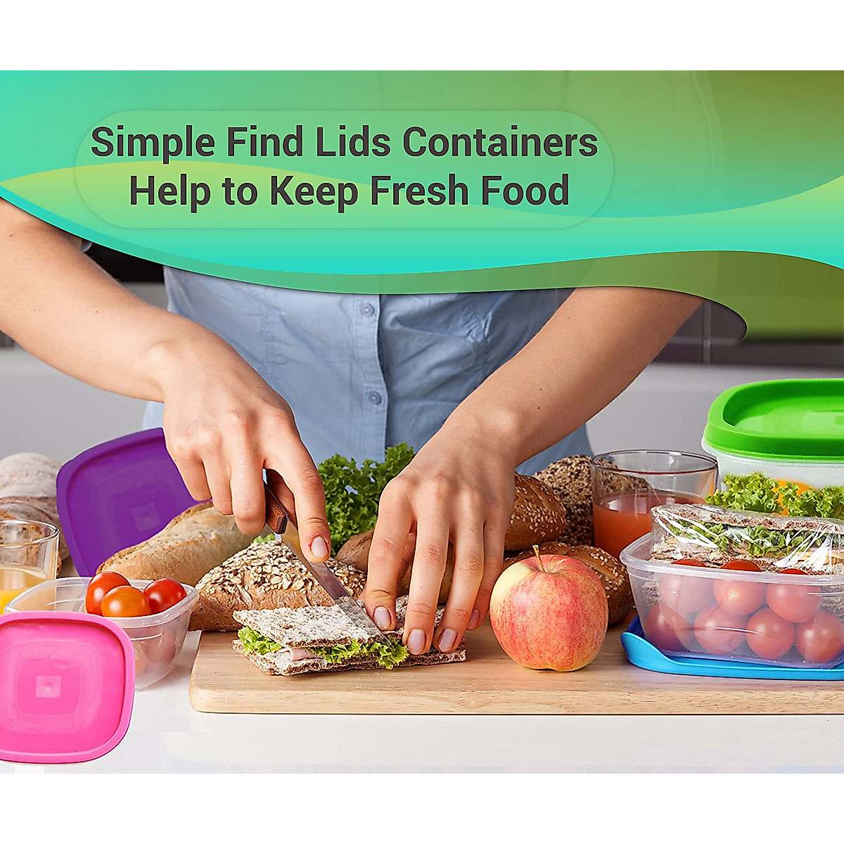 ARSUK Plastic Food Containers Set with Airtight Lids 7 PCs, Kitchen Storage Organization Stackable Containers for Lunch Snacks Sandwich Sauces, BPA Free Microwave Freezer Dishwasher Safe