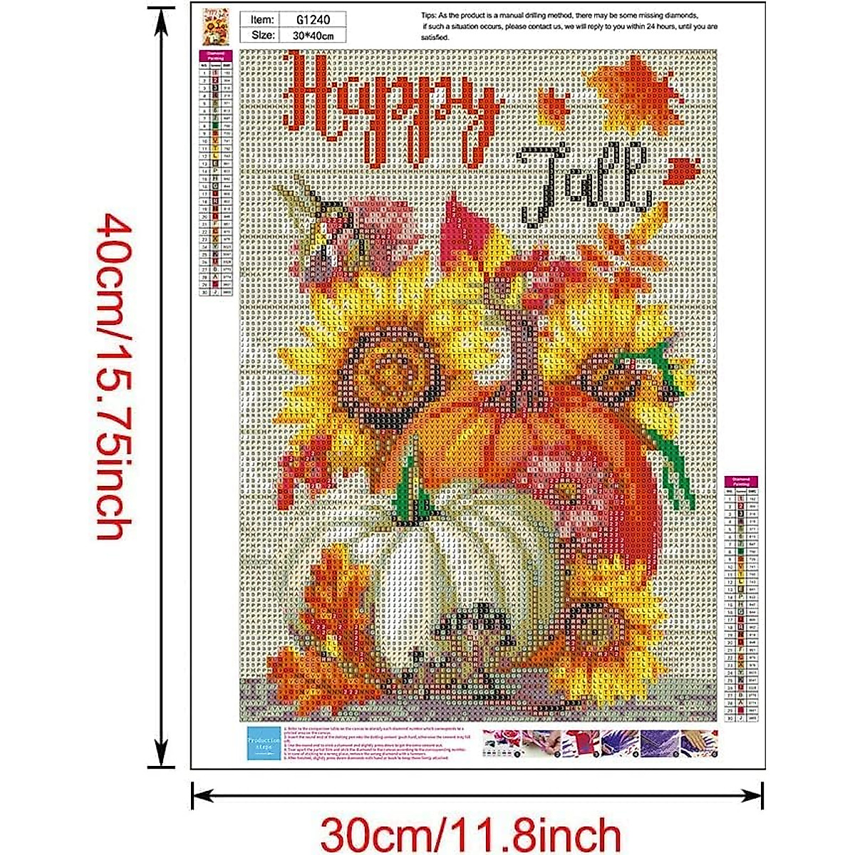 Apcufir Fall Diamond Painting Kits for Adults Beginners Round Full Drill 5D DIY Pumpkin Diamond Art Kits Sunflowers Picture Art for Home Wall Decor 12x16inch