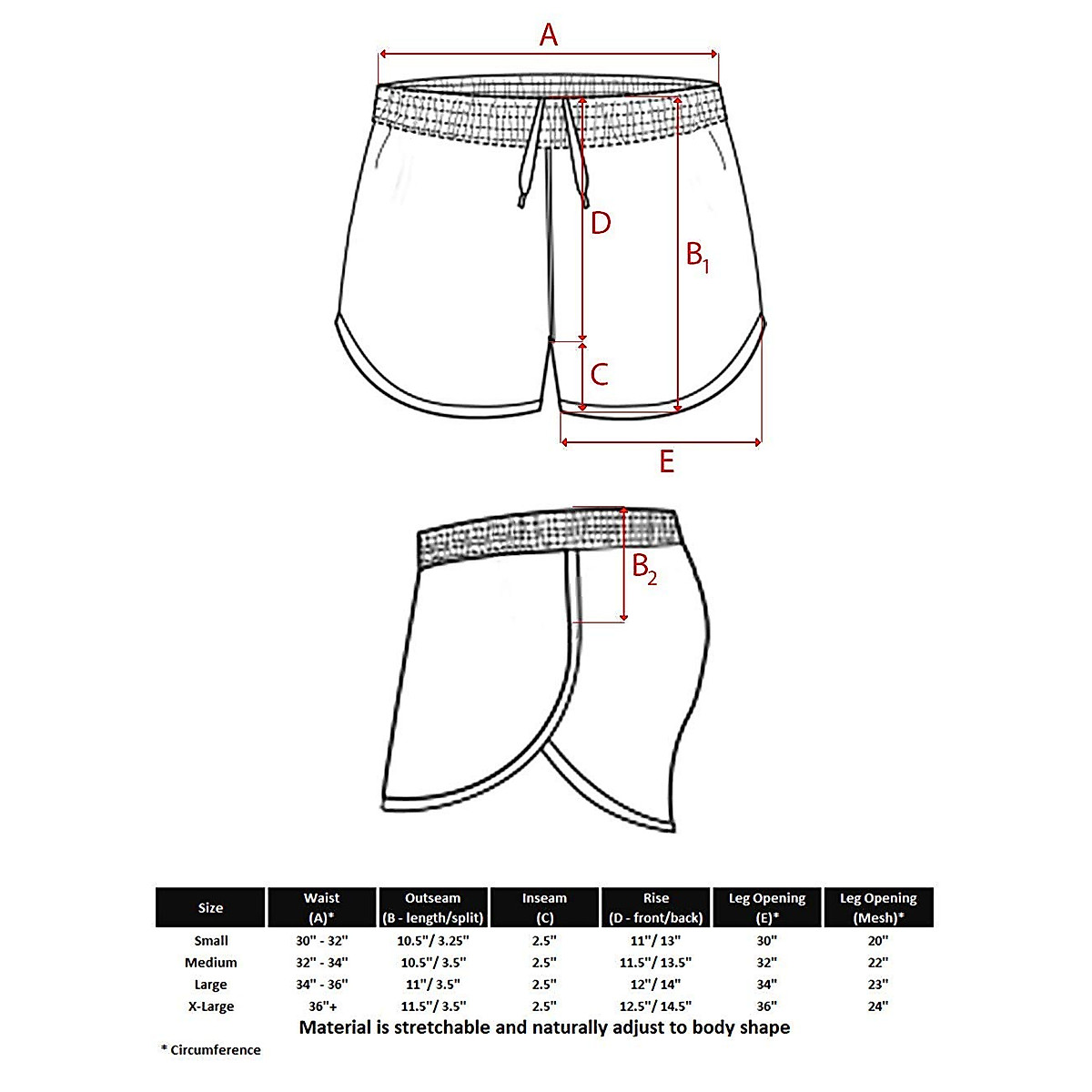 UZZI Men's Running Shorts Swimwear Trunks 1830, American Flag, Small