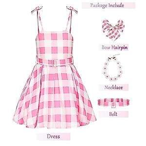 Ruimeier Costume for Girls Movie Cosplay Dress Outfits Kids Party Dress Up with Butterfly Hairpin Floral Necklace Earrings Accessories SD076XL