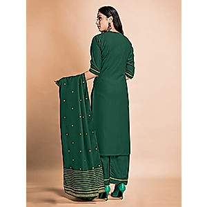 Indian Kurti for Womens With Pant Dupatta | Rayon Foil Printed Dress Kurtis Kurta For Women Dress Green