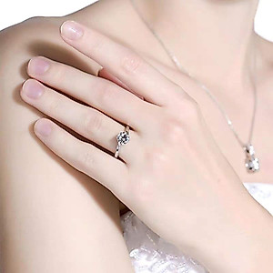 JIANGXIN Adjustable Size 925 Sterling Silver Halo Solitaire Twisted Bypass Engagement Ring for Women