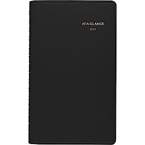 AT-A-GLANCE 2023 Weekly Planner, Hourly Appointment Book, 5" x 8", Small, 12 Months, Black (7007505)