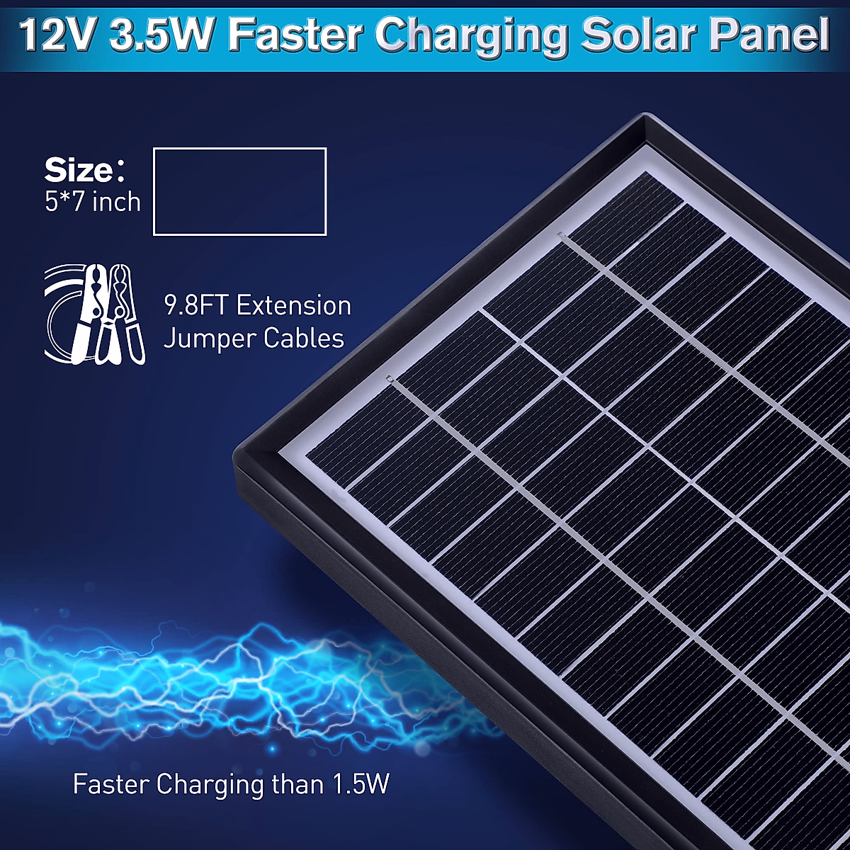 Solar Panel for Deer Feeder 12V 3.5W Waterproof Outdoor Solar Battery Charger with Metal Mounting Bracket Alligator Clip Feeder Solar Panel