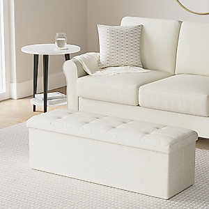 Lifetime Home 43" Folding Storage Ottoman Bench for Living Room, Bedroom, TV Entertainment - Bedroom Bench with Hidden Storage, Foot Rest Stool - 660 Capacity & Holds up to 5.6 Cubic Feet of Storage