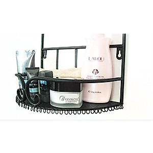 1 tier Bathroom Iron Black Wall Mounted Shelf Iron Rustic Wall Shelf Organize