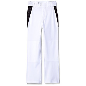 Rawlings Youth Relaxed Fit V-Notch Insert Baseball Pant, White with Black Insert, Youth Small