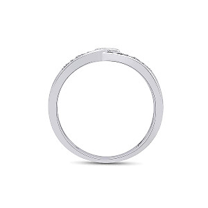 Round Cut White Natural Diamond Accent "MOM" Ring In 14k White Gold Over Sterling Silver Jewelry For Her Women (I-J Color, I2-I3 Clarity, 0.01 Cttw) Ring Size-6