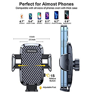 Rorhxia Car Vent Phone Mount, [Never Blocking Vent, Enjoy The Comfort of The A/C] Hands-Free Universal Extension Clip Air Vent Phone Holder Car Fit for All Phones iPhone Samsung More