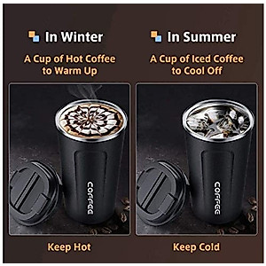 grow vitamin Travel Coffee Mug, Vacuum Insulated Tumbler Double Wall Stainless Steel Coffee Thermal Cup with Screw Lid - Spill Proof - 17 Oz