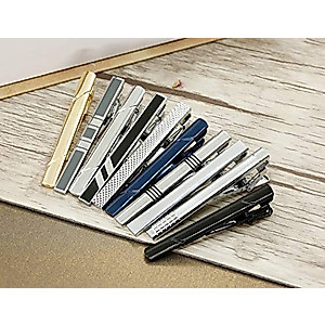 YADOCA Tie Clips for Men Tie Bar Clip Black Silver-Tone Gold-Tone for Wedding Business with Gift Box
