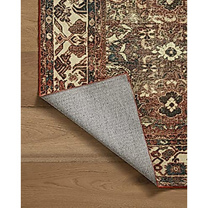 Loloi Magnolia Home by Joanna Gaines Banks Collection BAN-04 Brick/Ivory 8'-6" x 11'-6", .13" Pile Height, Machine Washable, Area Rug