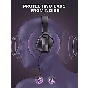 Headphones, On-Ear Wired Headphones with Microphone, Stereo Sound Headphones with 1.5m Tangle-Free Cord for Adults Children Purple
